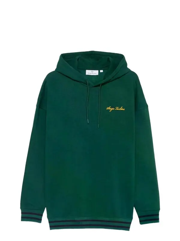 SERGIO TACCHINI Ribbed Logo Hoodie - Green