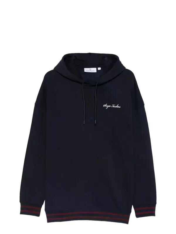 SERGIO TACCHINI Ribbed Trim Hoodie - Blue