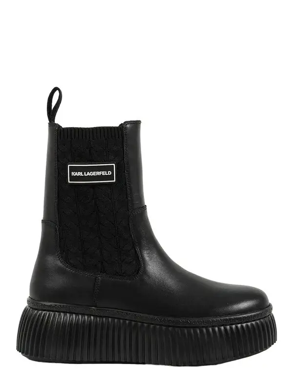 Karl Lagerfeld Ribbed Platform Boots - Black