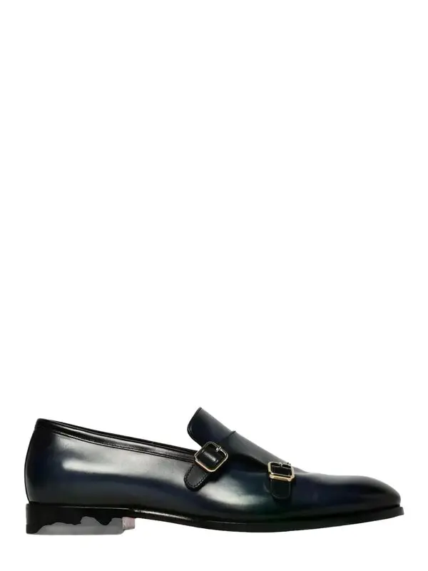 Santoni Buckle-detail Leather Loafers - Blue