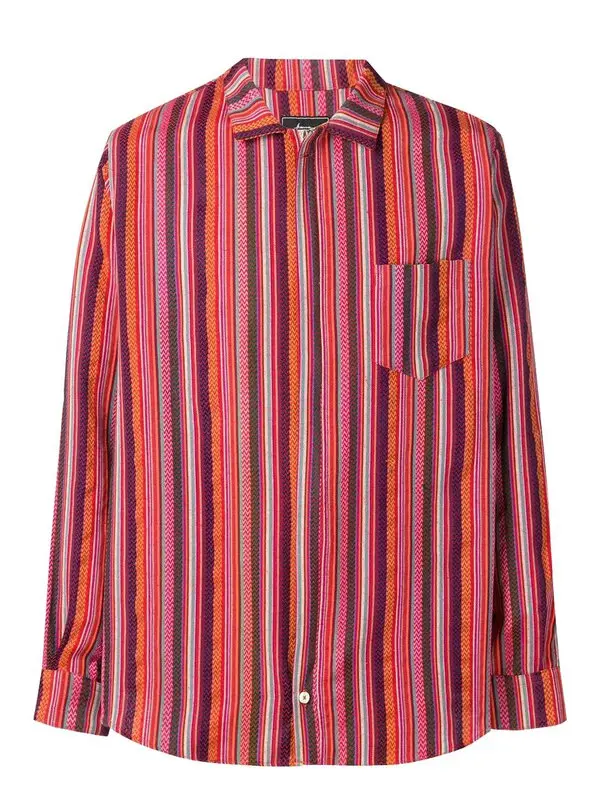 PAURA Embroidered Stripe Shirt - Purple