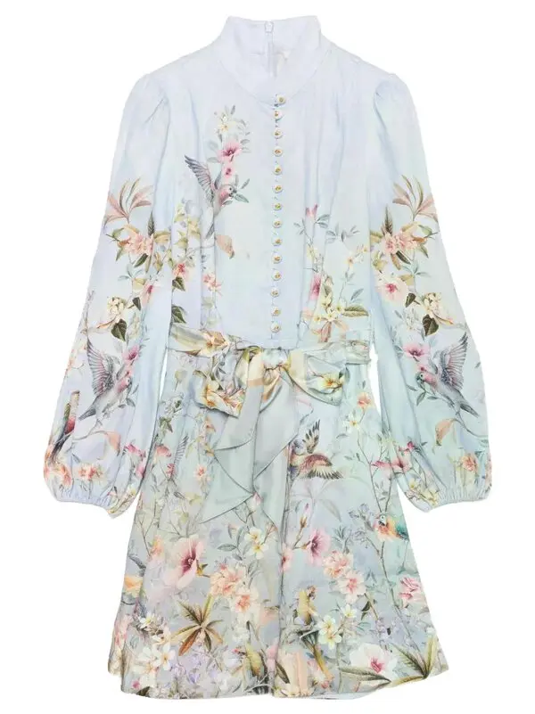 Zimmermann Rebellion Button Mini Dress - Blue
