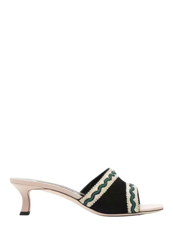 Manolo Blahnik 50mm Marebis Embroidered Sandals - Black