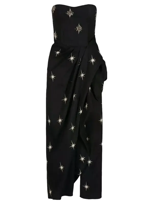 Johanna Ortiz Ethereal Star-print Strapless Dress - Black