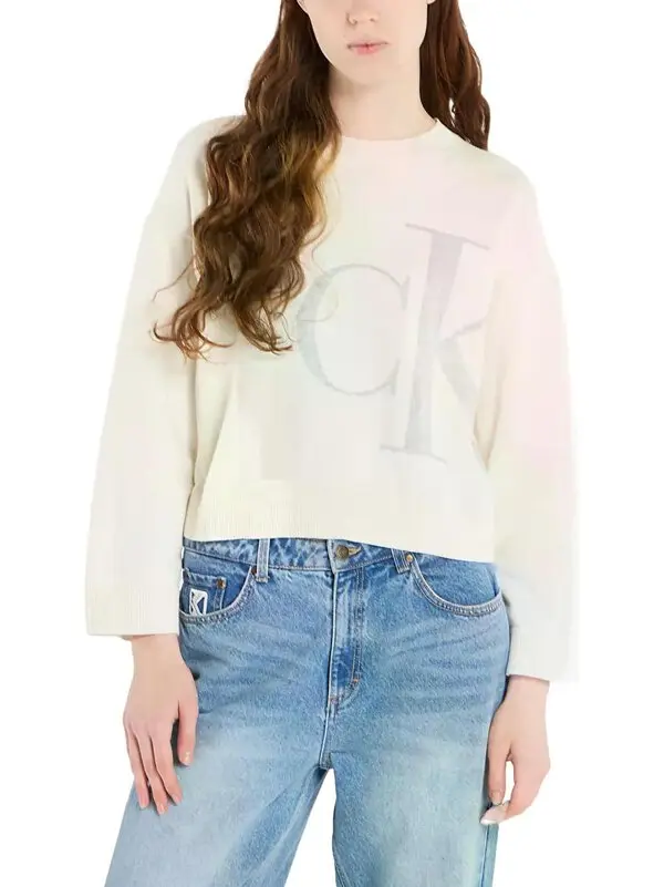 Calvin Klein Long-sleeve Cotton Sweater - Neutrals
