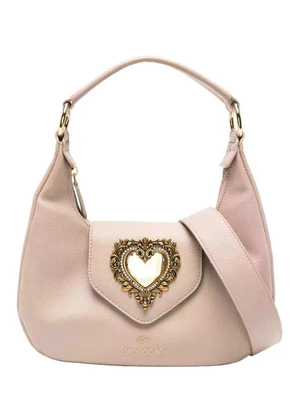 BRACCIALINI Heart Appliqué Shoulder Bag - Neutrals