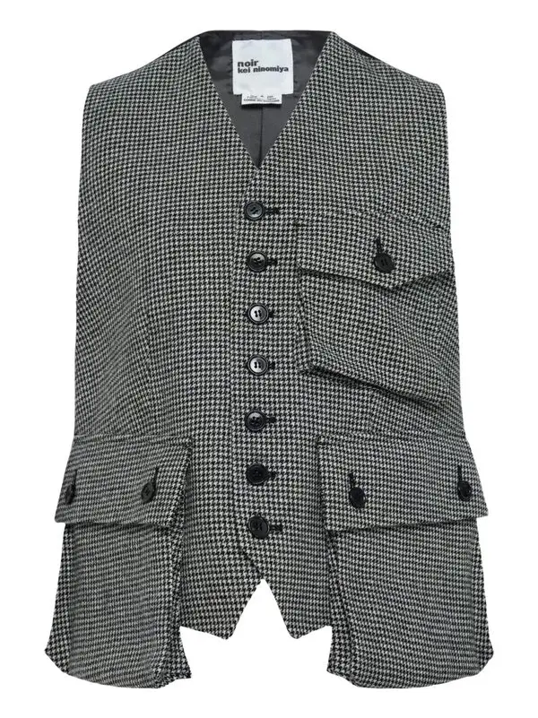 Noir Kei Ninomiya Check-pattern Pocket Vest - Grey
