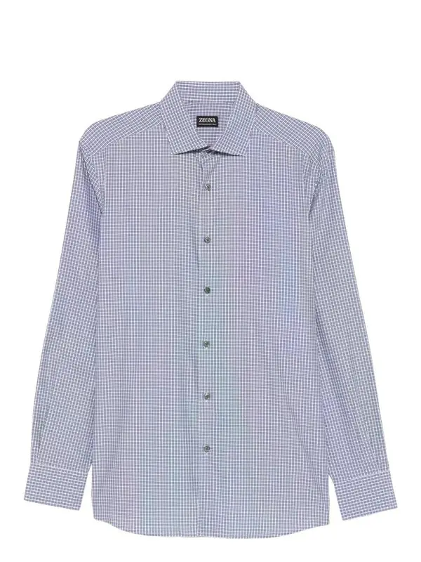 Zegna Checked Buttoned Shirt - Blue
