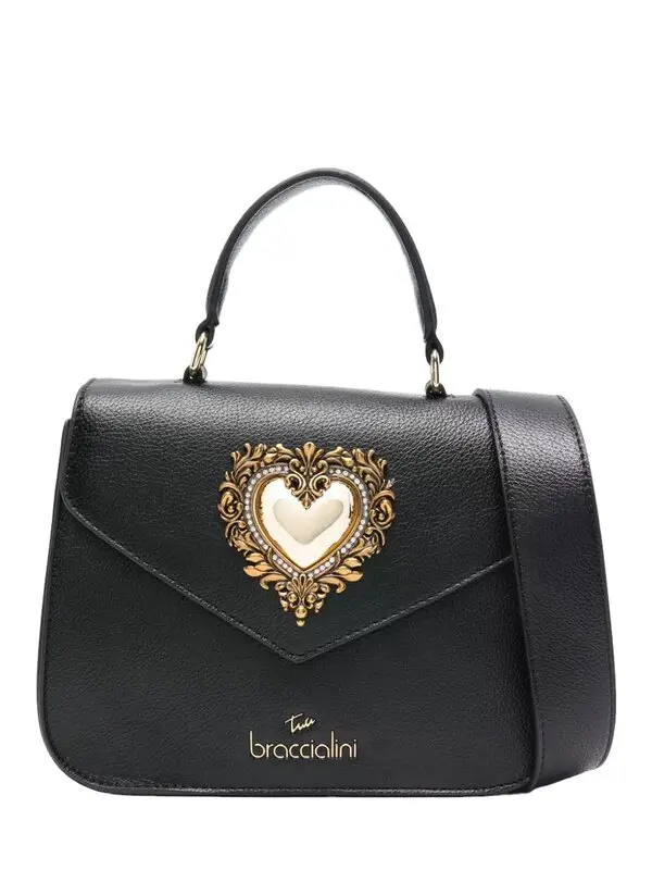 BRACCIALINI Baroque Heart Appliqué Cross Body Bag - Black