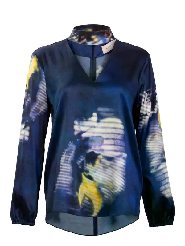 Silvia Tcherassi Floral Print Silk Blouse - Blue