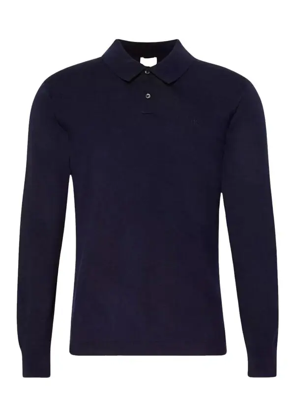 Calvin Klein Crew Neck Wool Long-sleeves Polo Shirt - Blue
