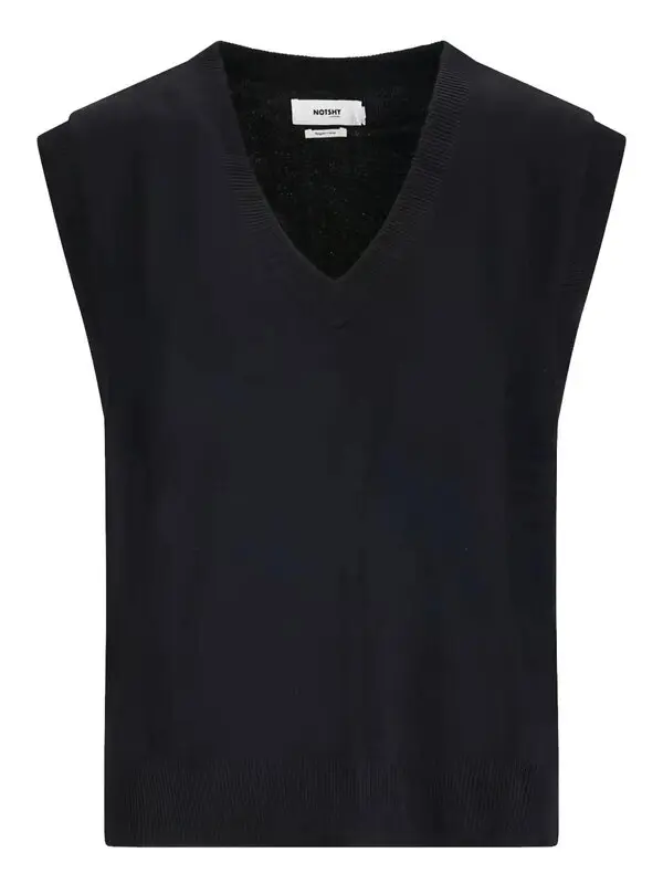 NOTSHY Elsie V-neck Wool Top - Black
