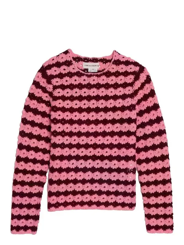 Comme Des Garçons Crochet-stripe Top - Pink