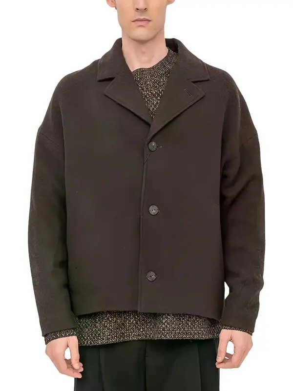 DEVOA Single-breasted Pea Coat - Brown