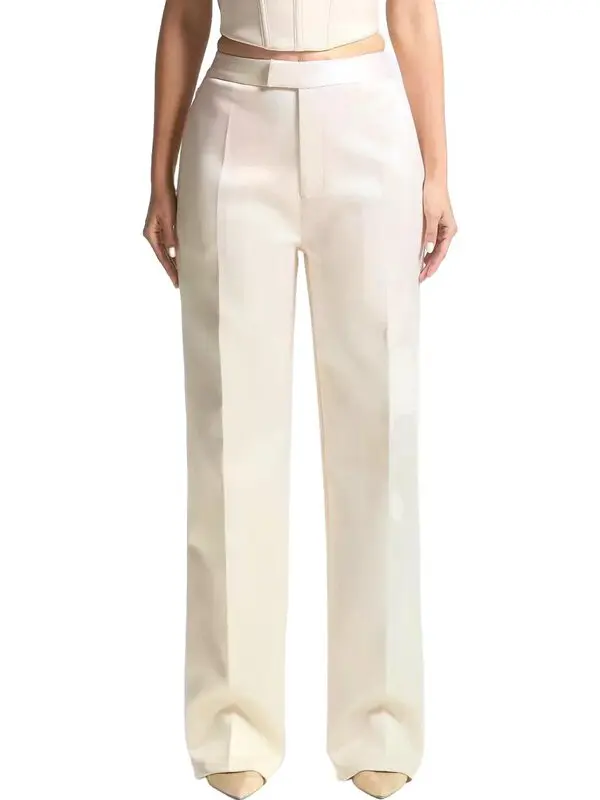 Manière De Voir Bella Satin Tailored Trousers - Neutrals