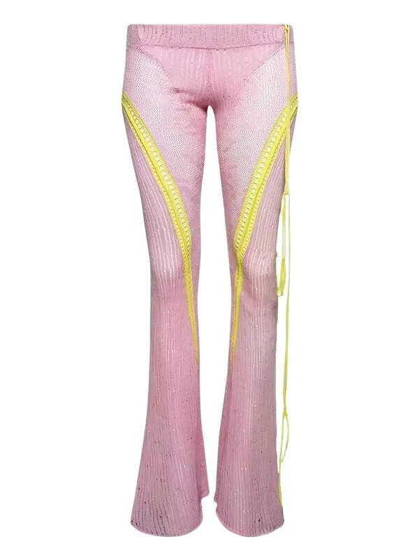 ROBERTA EINER Floral Appliqué Flared Trousers - Pink