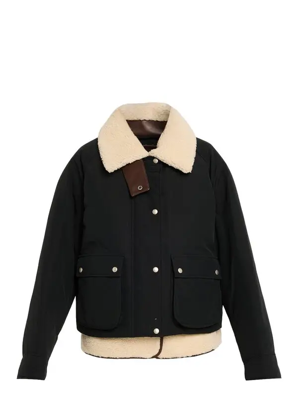 Loewe Puffer Jacket With Removable Shearling Vest - Black