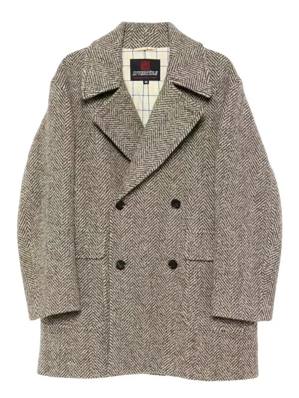 N.peal Herringbone Double-breasted Coat - Brown