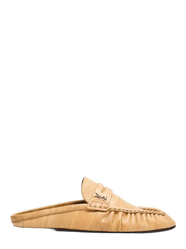 Saint Laurent Le Loafer Eel Leather Mules - Soft Beige