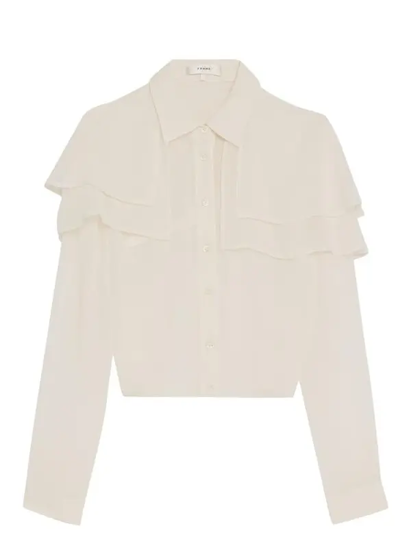 FRAME Silk Cape Blouse - Cream