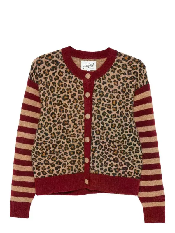 MC2 SAINT BARTH Heidi Leopard Striped Cardigan - Brown