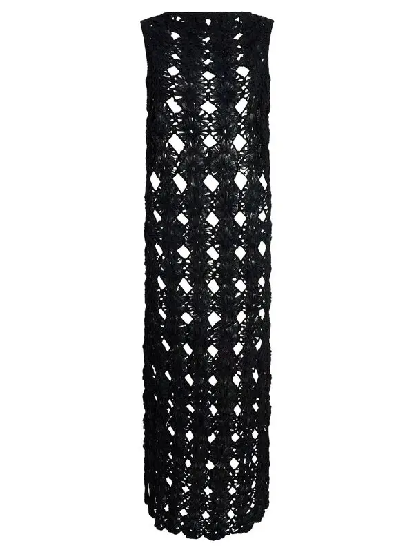 Khaite Floral-detail Openwork Maxi Dress - Black