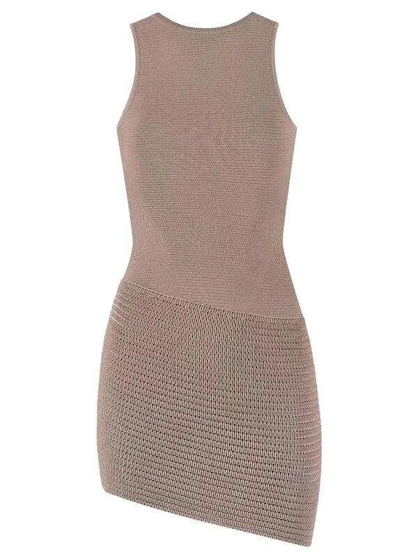 Manière De Voir Asymmetric-hem Knit Mini Dress - Neutrals