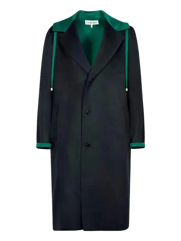 Loewe Hooded Cuff Coat - Black