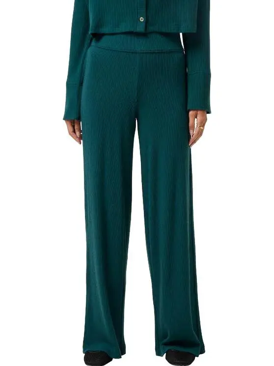 Travis Mathew Evening Retreat Ribbed Wide-leg Pull-on Pants - Dark Sea
