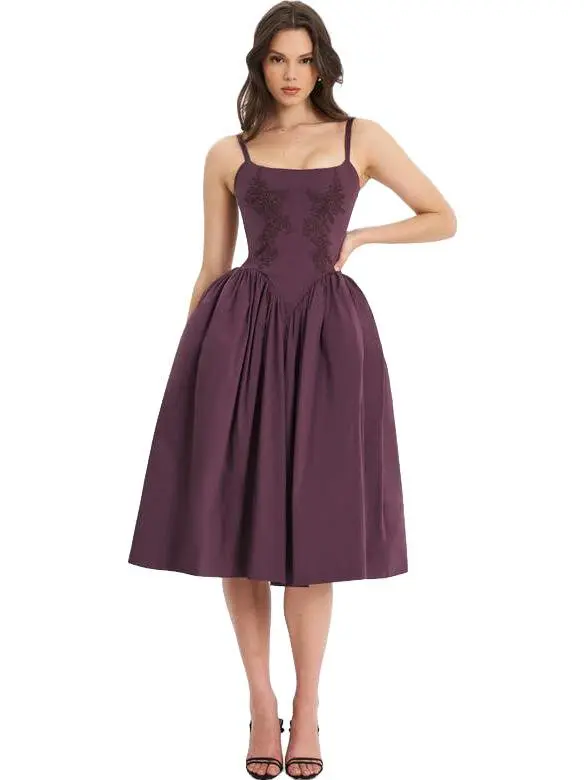 MISS CIRCLE Oakleigh Lace-up Back Midi Dress - Dark Brown