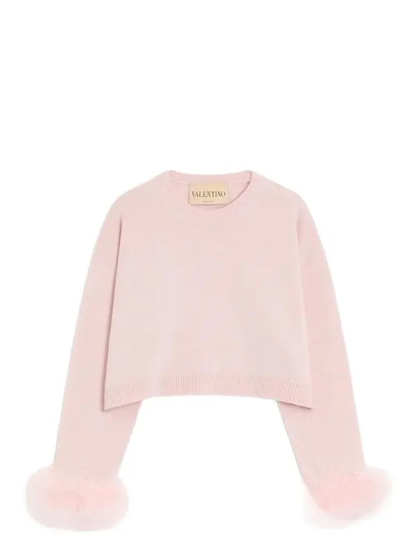 Valentino Garavani Cashmere Jumper With Feather Boa - Pink