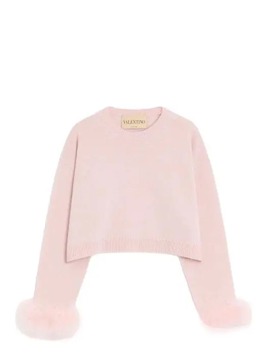 Valentino Garavani Cashmere Jumper With Feather Boa - Pink