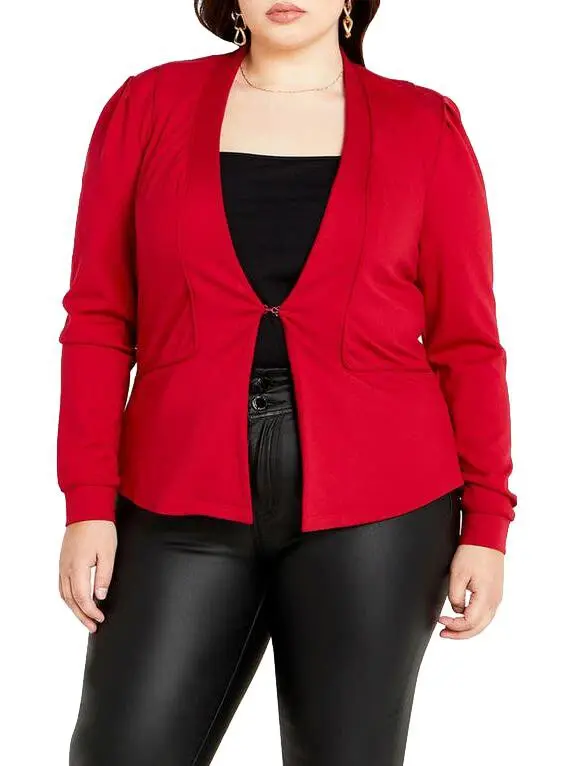 City Chic Liana Stretch Ponte Jacket - Red