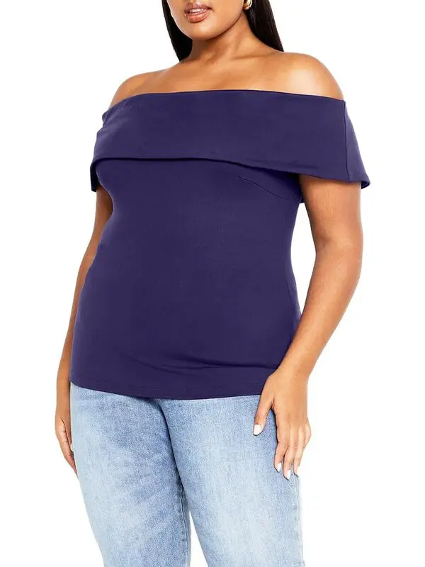 City Chic Marla Off-the-shoulder Top - Navy