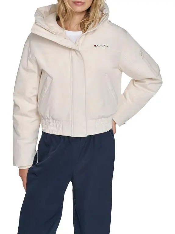 Champion Cropped Ski Bomber Jacket - White