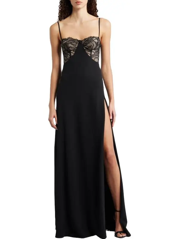Black Halo Coressa Underwire Lace Inset Gown - Black