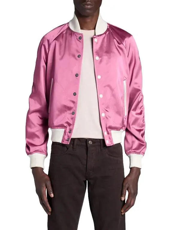 TOM FORD Shiny Satin Bomber Jacket - Xfuwh Fuxia/white