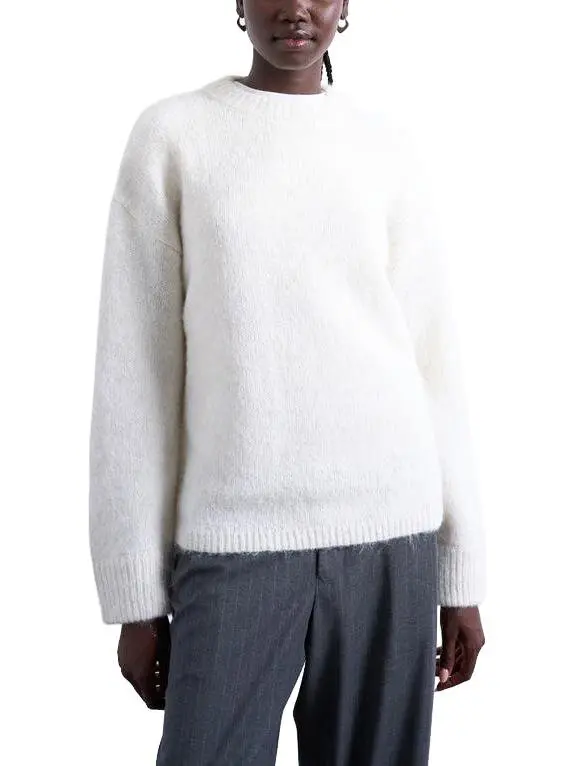 Topshop Fluffy Oversized Crewneck Pullover - Cream