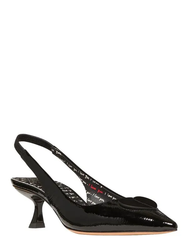 Kate Spade New York Lover Crinkle Patent Leather Slingback Pumps - Black
