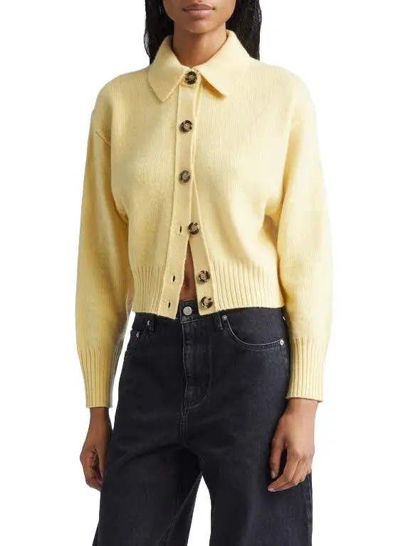 Proenza Schouler Rocia Cashmere Crop Cardigan - Pale Yellow