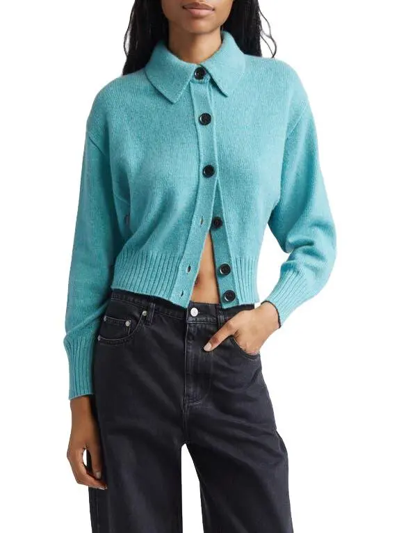 Proenza Schouler Rocia Cashmere Crop Cardigan - Teal