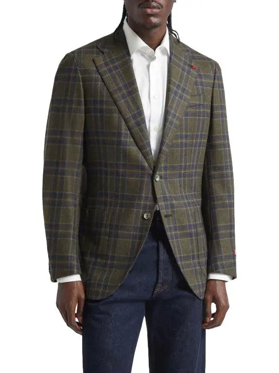 Isaia Marechiaro Plaid Wool & Silk Sport Coat - Green