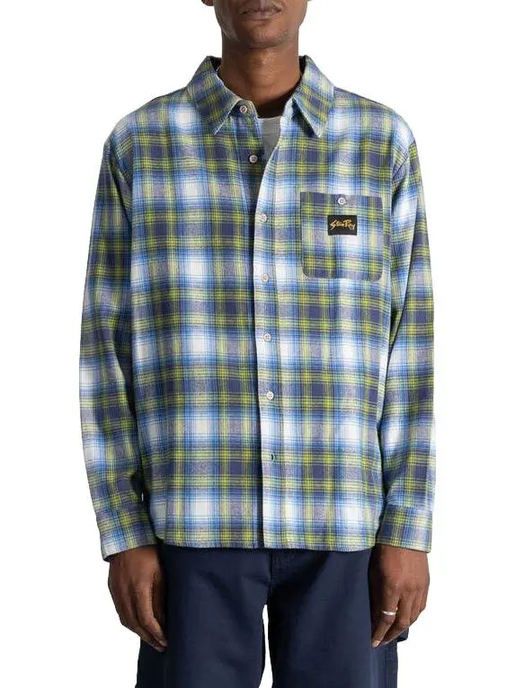 STAN RAY Plaid Flannel Button-up Shirt - Bright Blue Plaid