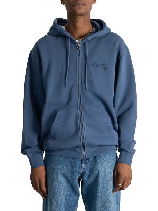 STAN RAY Og Logo Zip Graphic Hoodie - Washed Navy