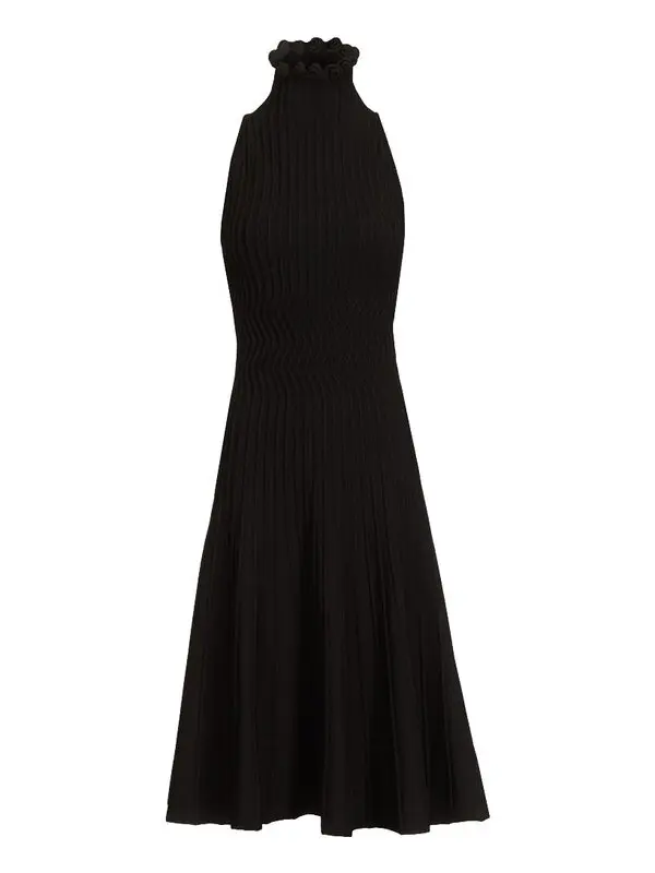 ALAÃA Fit & Flare Midi Dress - Black