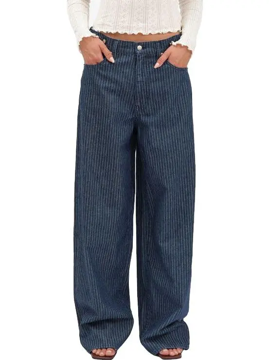 DAZE Highland Wide Leg Jeans - Pinstripe