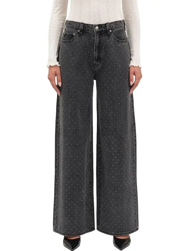 DAZE The Wanderer Rhinestone Wide Leg Jeans - Starlit Night