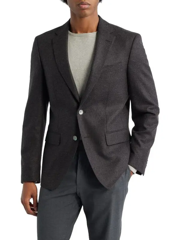 BOSS Hutson Brushed Wool & Cashmere Sport Coat - Dark Brown