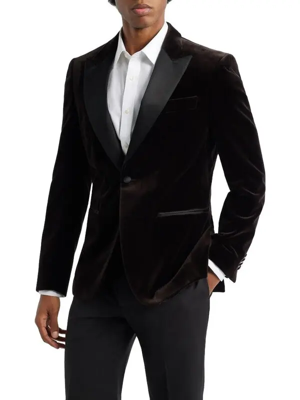 BOSS Hutson Cotton Velvet Dinner Jacket - Dark Brown