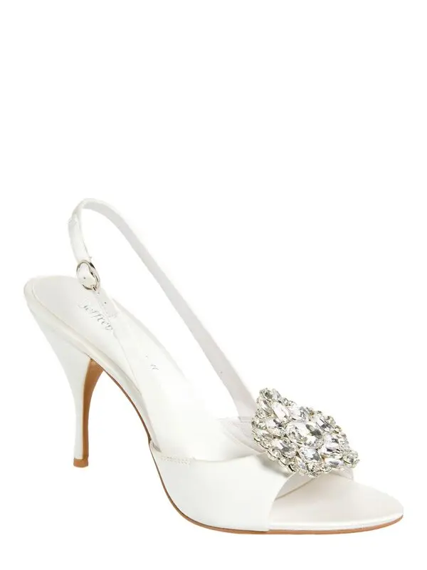 Jeffrey Campbell Triomphe Crystal-embellished Slingback Sandals - White Satin Silver